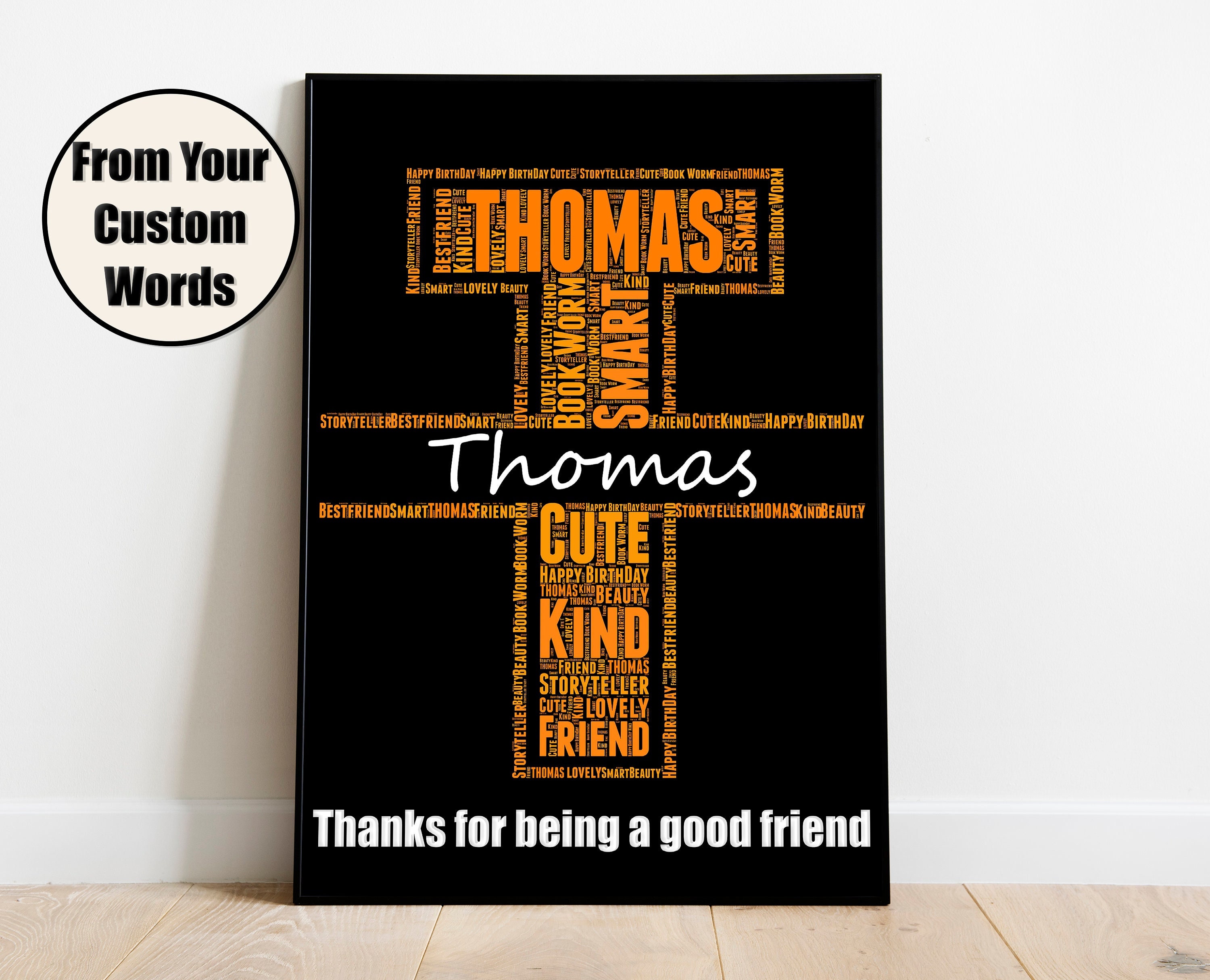 Initial Letter Word Collage, Wordle, Word Cloud, Custom Personalized ...