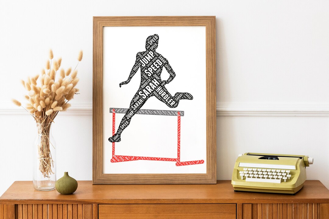 Personalized Hurdler Wall Art, Gift for Hurdler, Track Hurdles Gift ...