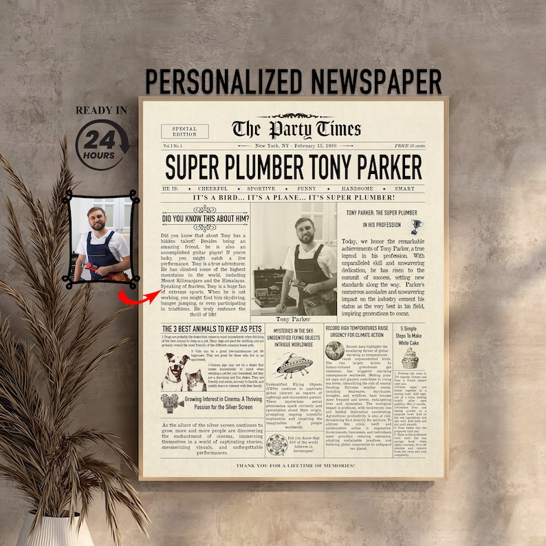 Writer Gift, Personalized Writer Newspaper Print Author Graduation ...