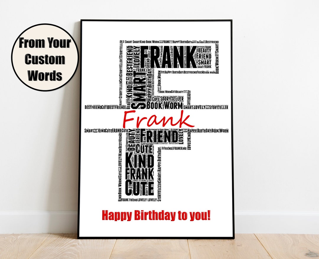 Initial Letter Word Collage, Wordle, Word Cloud, Custom Personalized ...