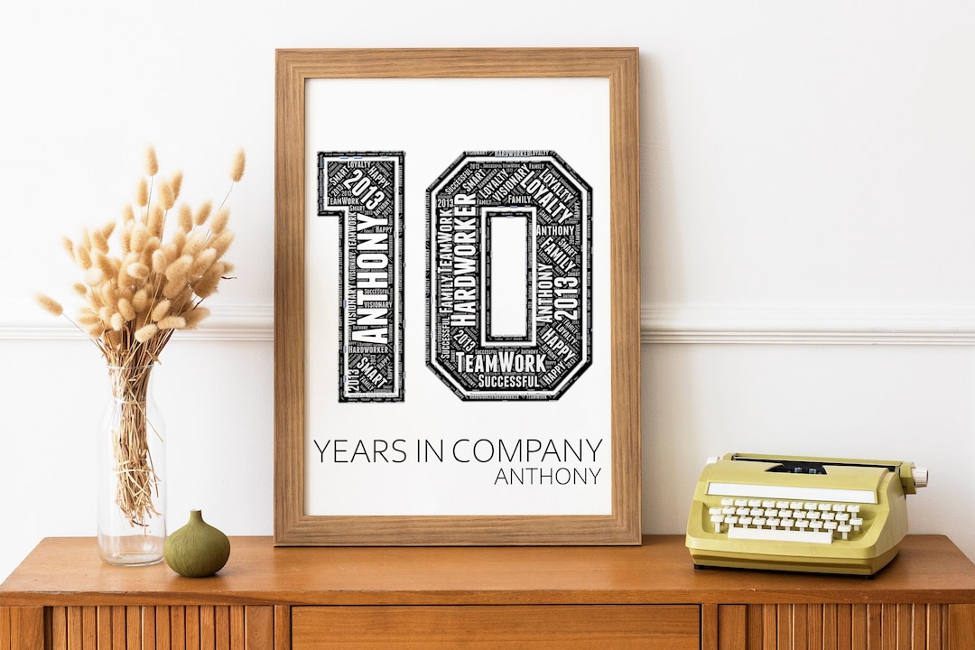 10 Year Work Anniversary Gift 10th Employee Service Award, PERSONALIZED 10TH ANNIVERSARY ...