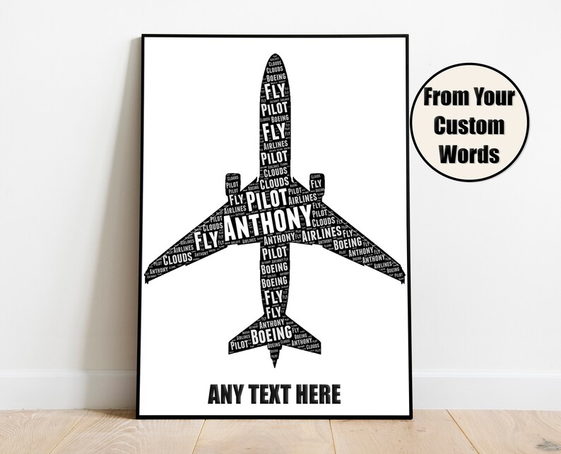 Custom Word Art Pilot Portrait Pilot Gifts Aviation Gifts - Etsy