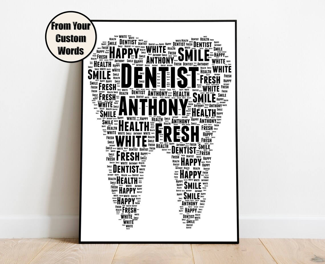 Custom Dentist Word Art Print: Personalized Dental Gift (digital ...