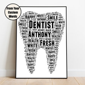 Custom Dentist Word Art Print: Personalized Dental Gift (digital ...