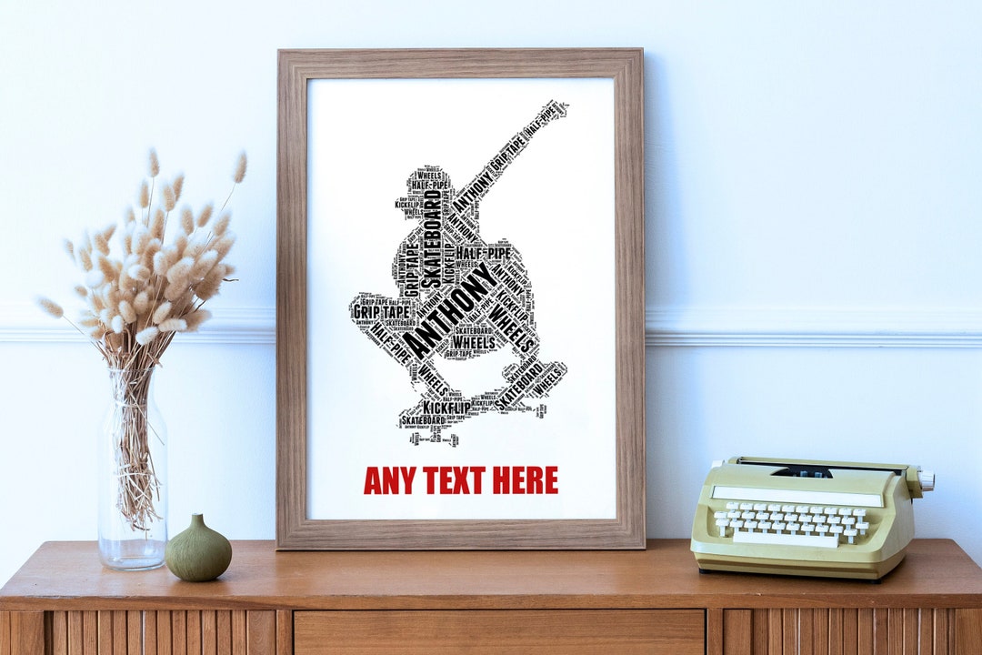 Personalised Skateboard Art, Custom Word Wall Art, Skateboarding ...