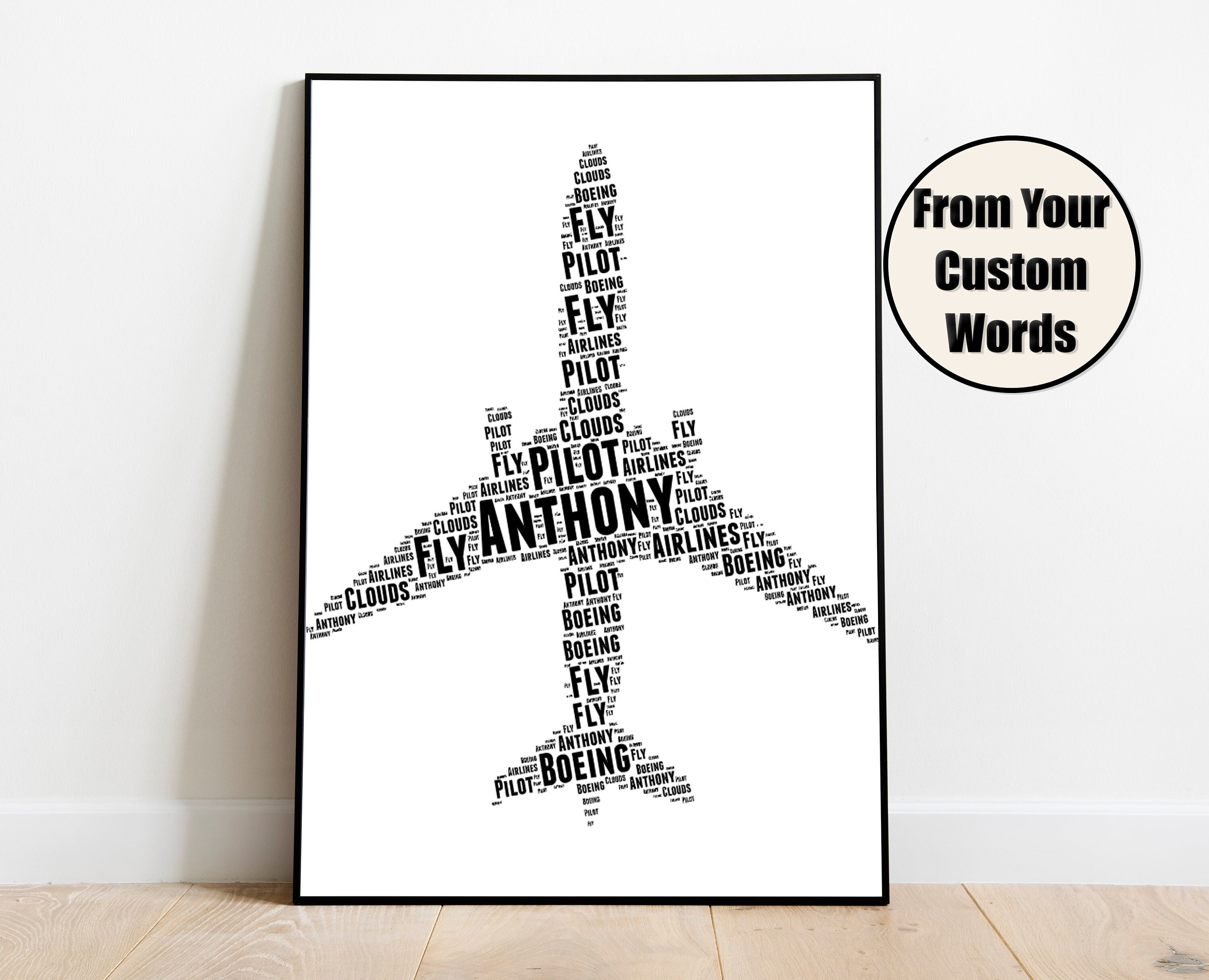 Pilot Gift, Custom Pilot Word Art Wall Decor, Pilot Art, Pilot ...