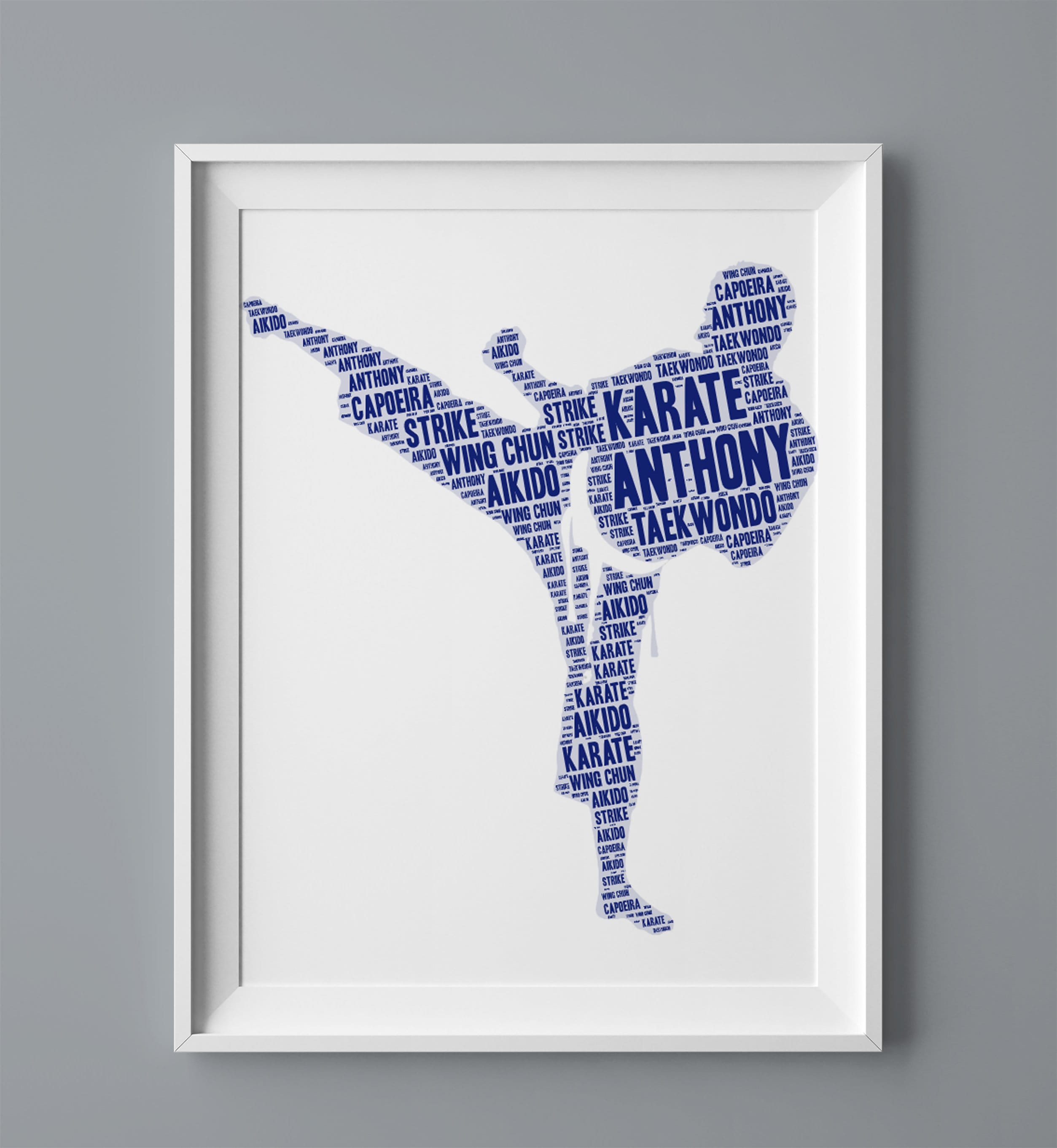 Karate Print, Personalized Karate Coach Gift, Black Belt Custom Word ...