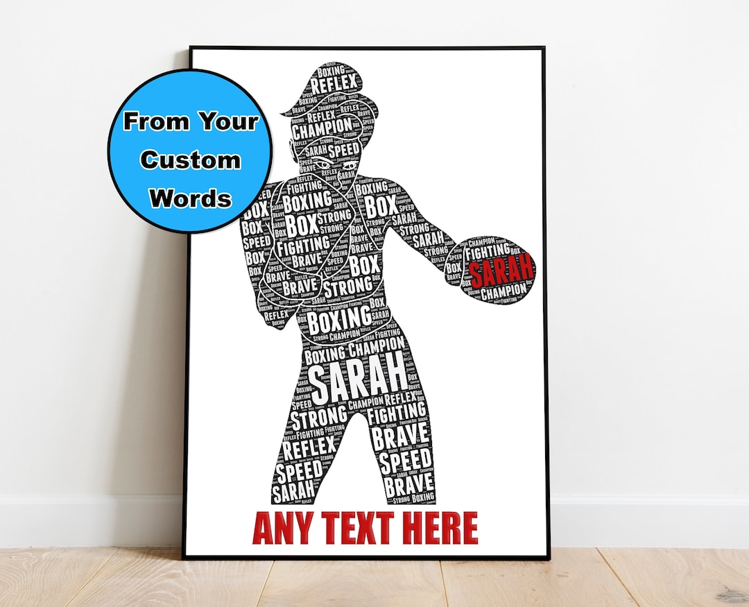 Personalised Female Boxer Birthday Word Wall Art, Female Boxing Girl ...