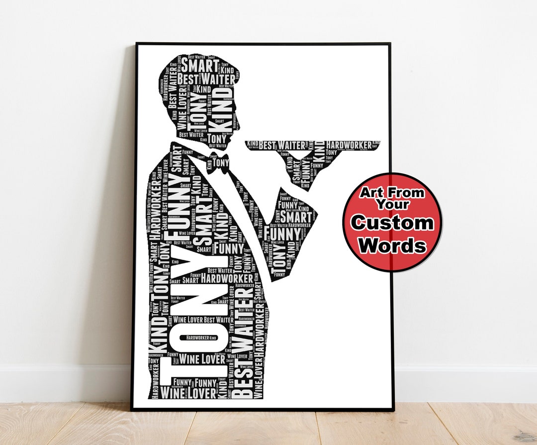 Personalized Waiter Word Art, Waiter, Waitress, Waiter Gift, Gift for ...