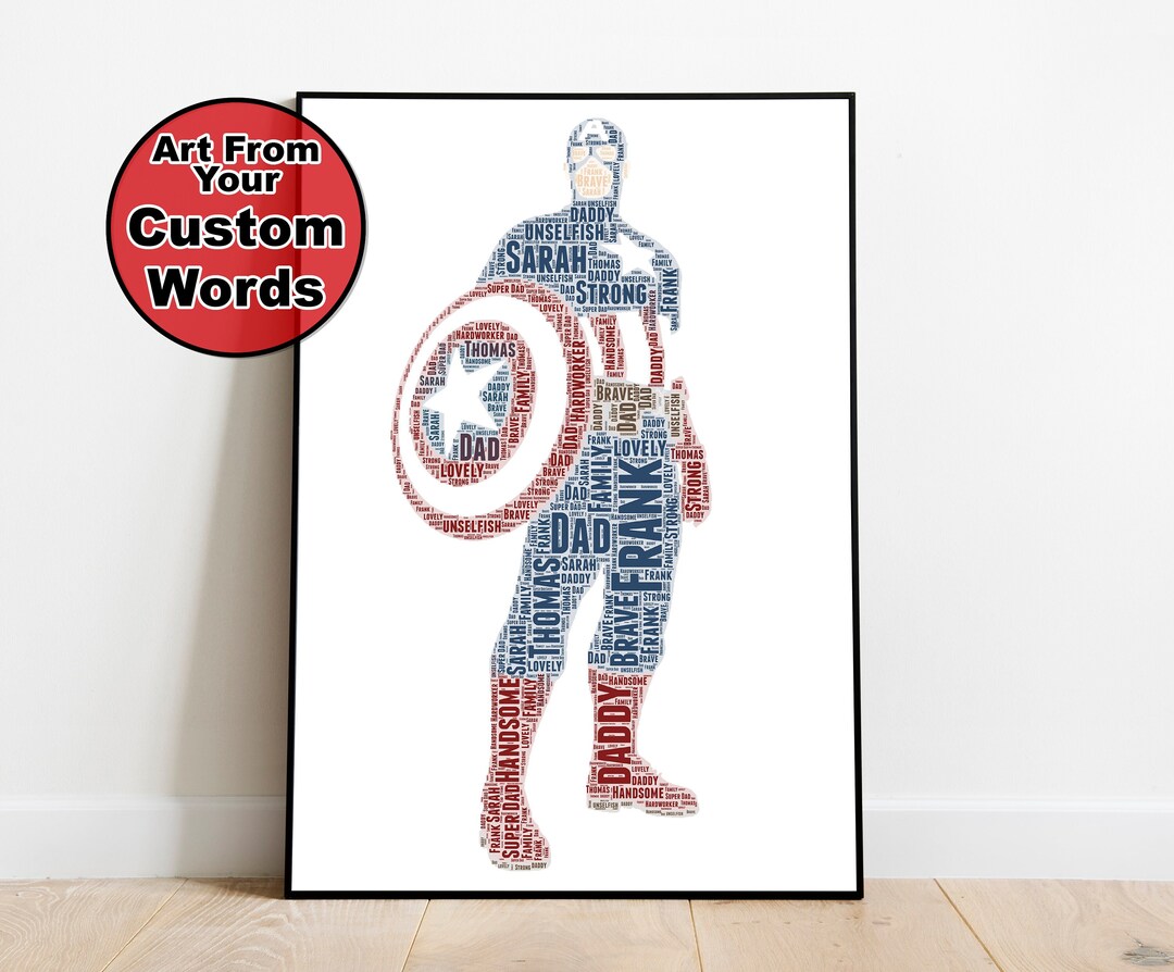 Personalized Father’s Day Superhero Word Wall Art Print, Gift for Dad ...
