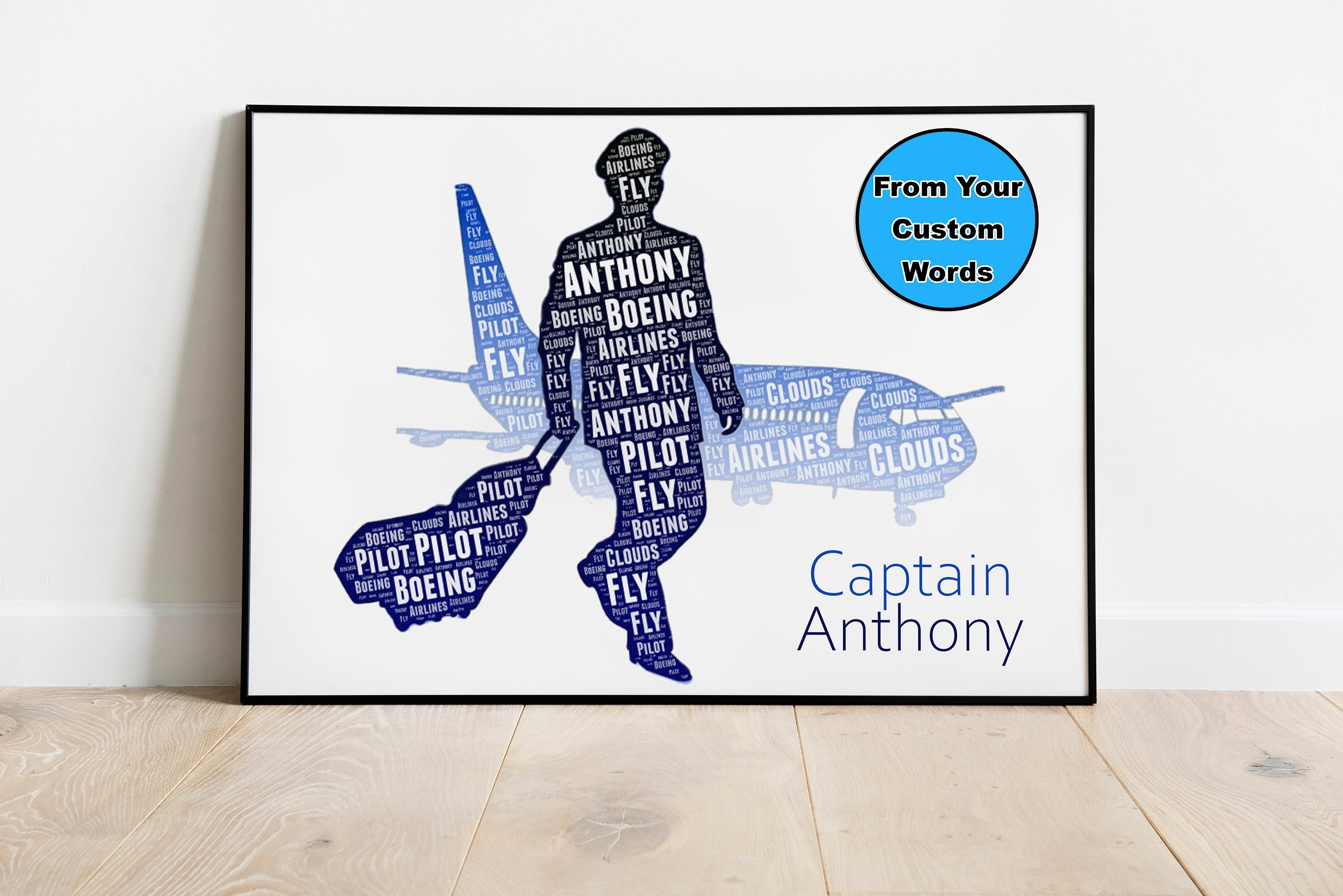 Custom Word Art Pilot Portrait, Pilot Gifts, Aviation Gifts, Airline ...