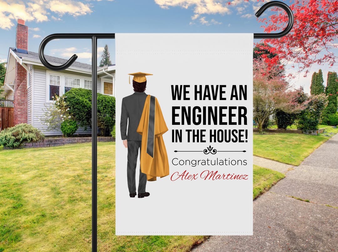 Personalized Engineer Graduation for Him Garden Flag, Engineering Mens ...