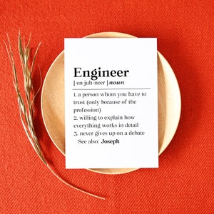 Personalized Engineer Card, Funny Engineer Card, Mechanical Engineer ...