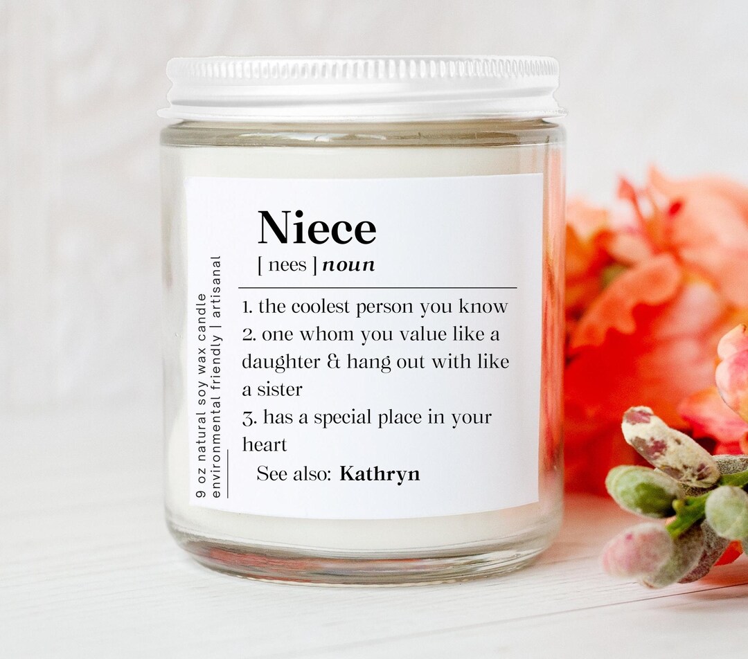Personalized for Niece Candle, Niece Definition Gift, Best Niece ...