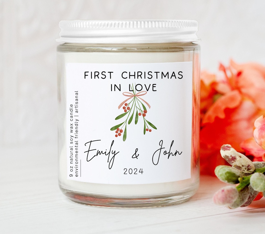 Personalized First Christmas Couple Candle, First Xmas Together 2024 ...
