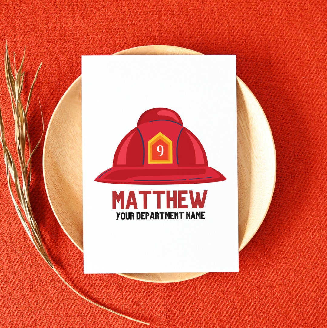 Personalized Firefighter Card Fire Fighter Card Custom Name - Etsy