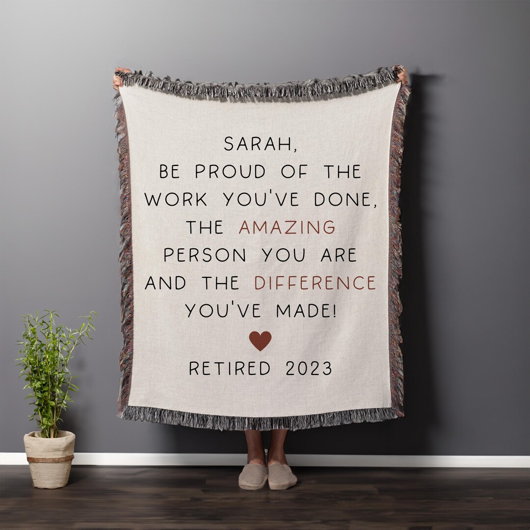 Personalized Retirement Woven Blanket, Retired Coworker Throw Blanket ...