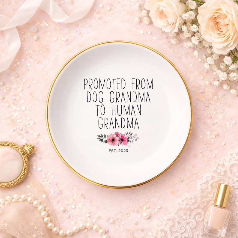 Personalized Dog Grandma to Human Jewelry Dish, Baby Announcement to ...