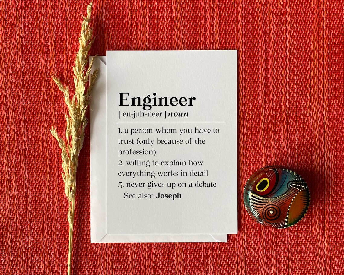 Personalized Engineer Card, Funny Engineer Card, Mechanical Engineer ...
