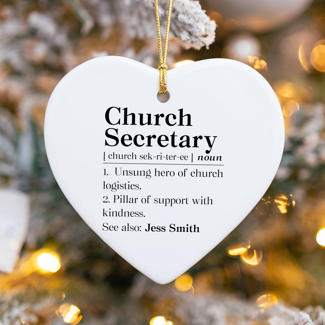 Personalized Church Secretary Thank You Heart Ornament, Religious ...