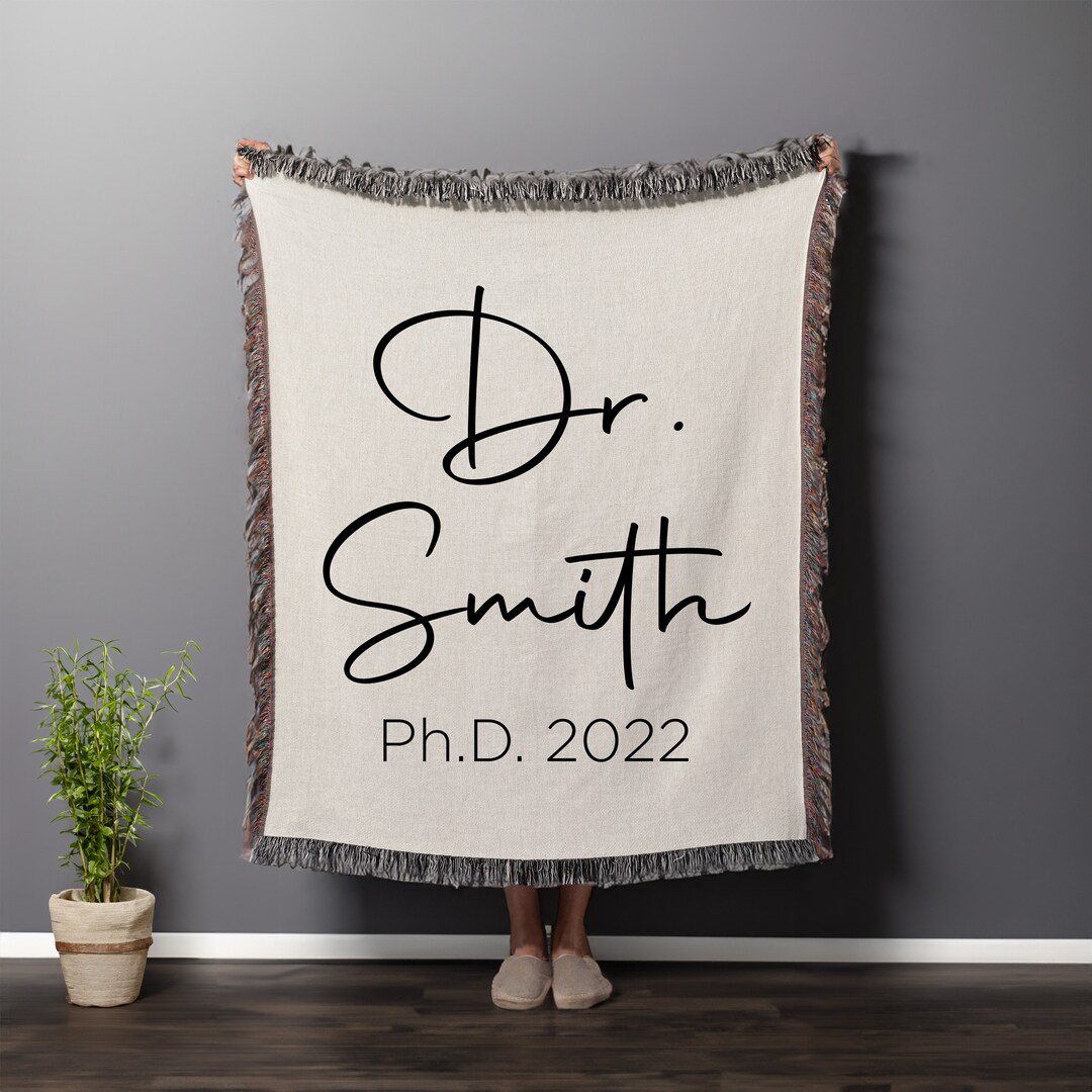 Custom Phd Woven Blanket, Personalized Phd Graduation Throw Blanket ...