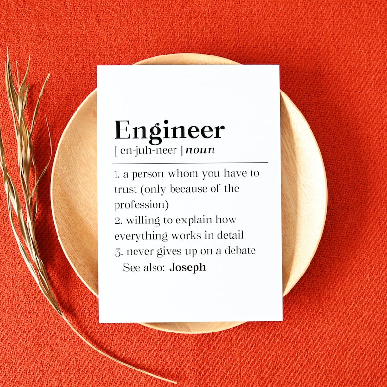 Personalized Engineer Card, Funny Engineer Card, Mechanical Engineer ...