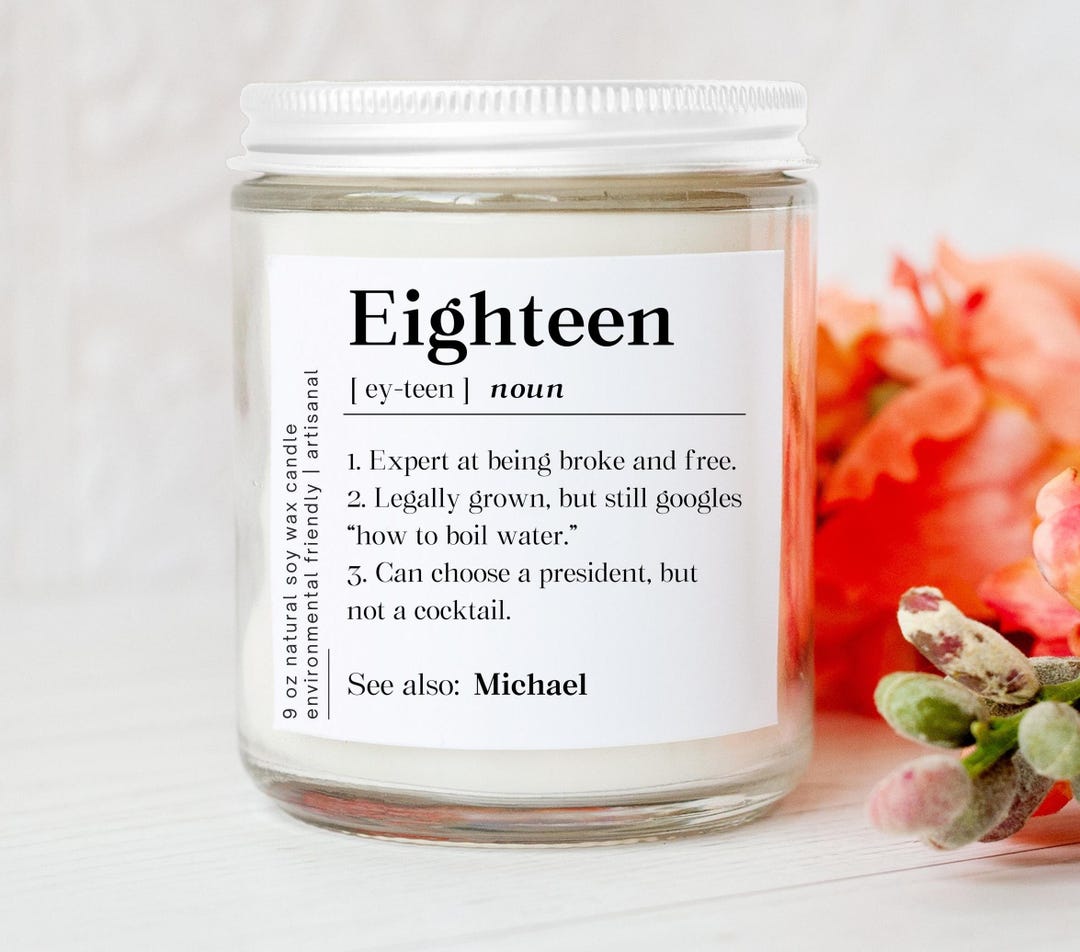 Personalized Eighteen Birthday Candle, Funny 18th Bday Gift, Eighteen ...
