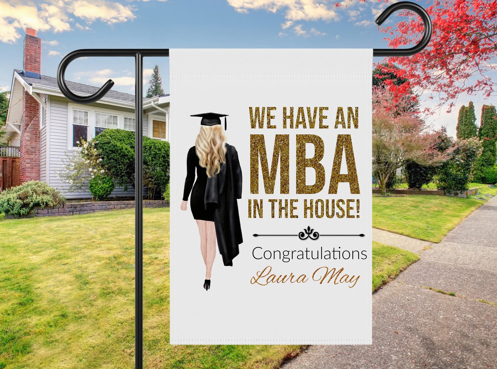 Personalized Mba Graduation Congrats for Daughter Garden Flag, Business ...