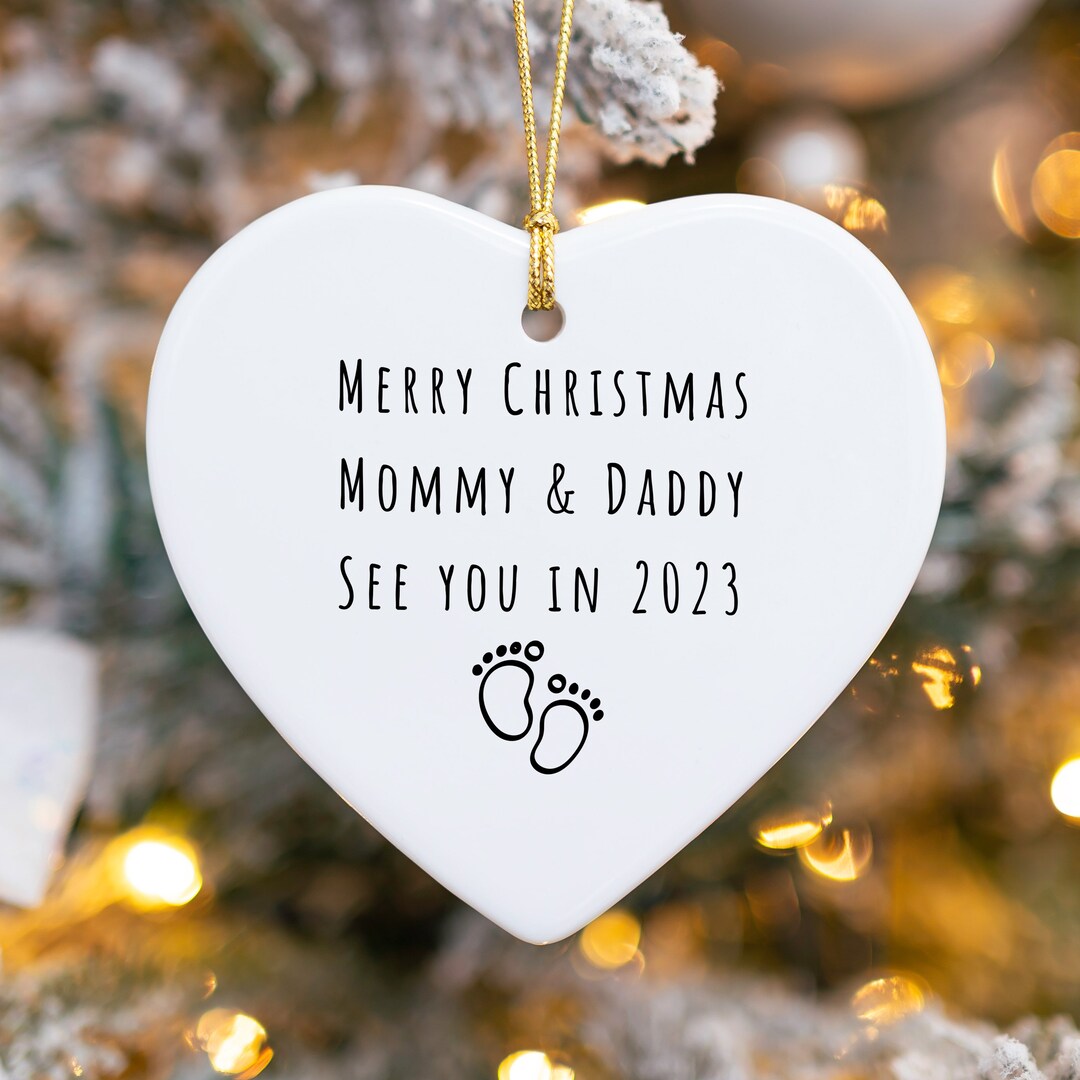 Baby Bump Heart Ornament, Expecting Mommy and Daddy Gift, Merry ...