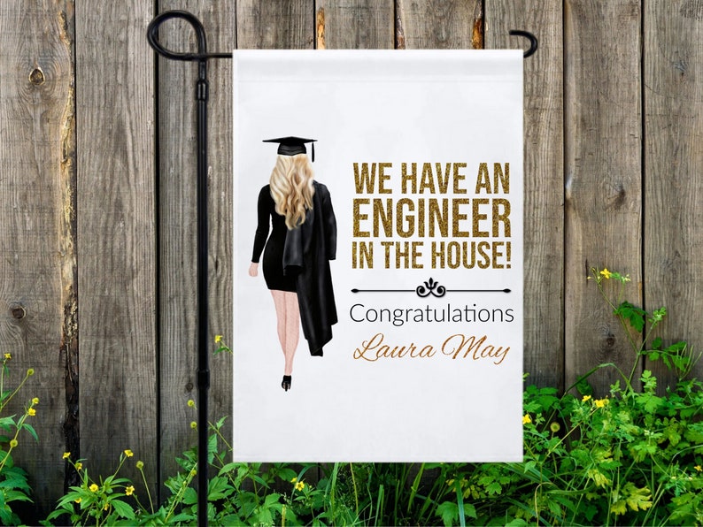 Personalized Engineer Graduation Congrats for Daughter Garden Flag ...