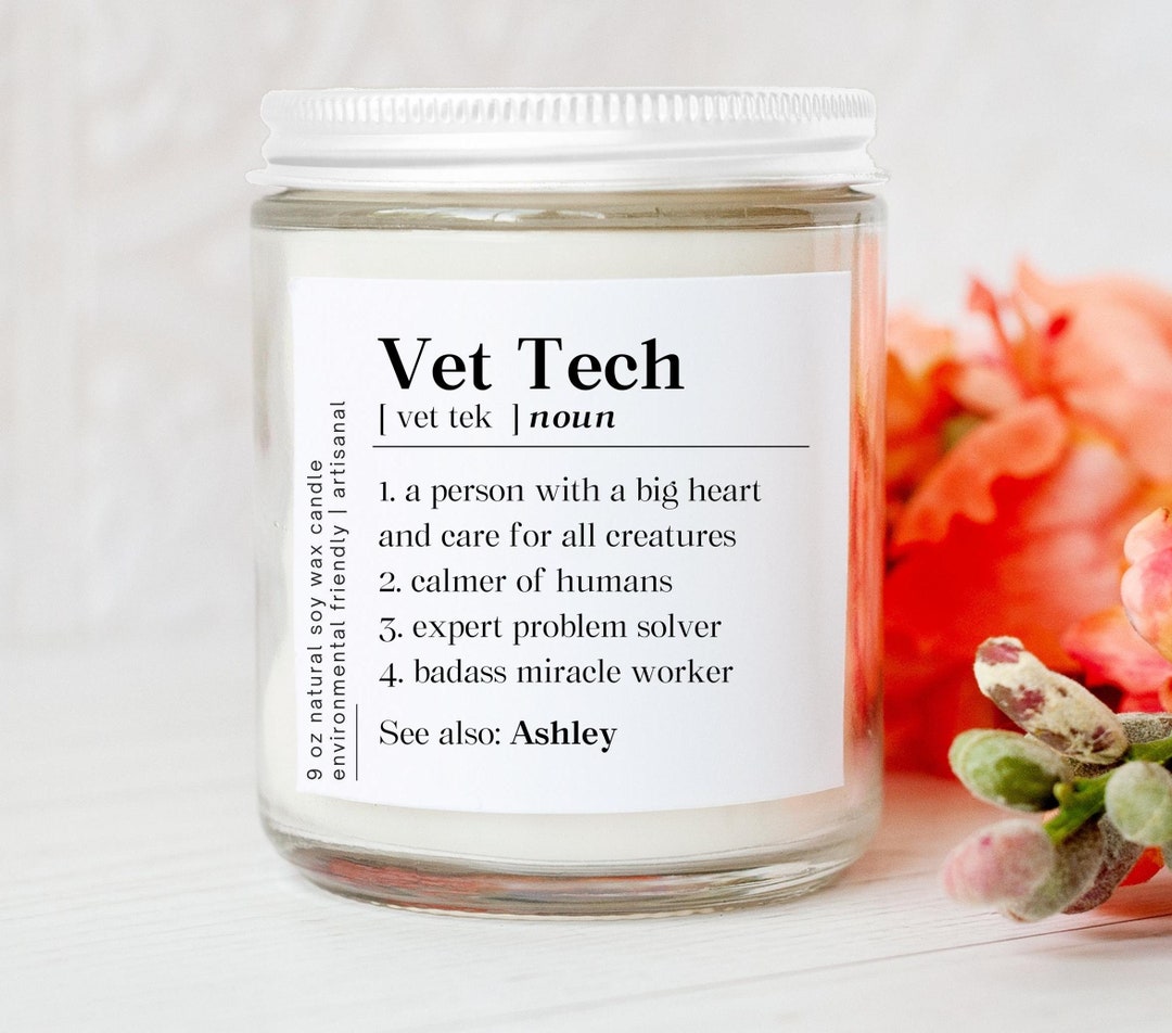 Personalized Vet Tech Definition Candle, Vet Tech Appreciation Gift ...
