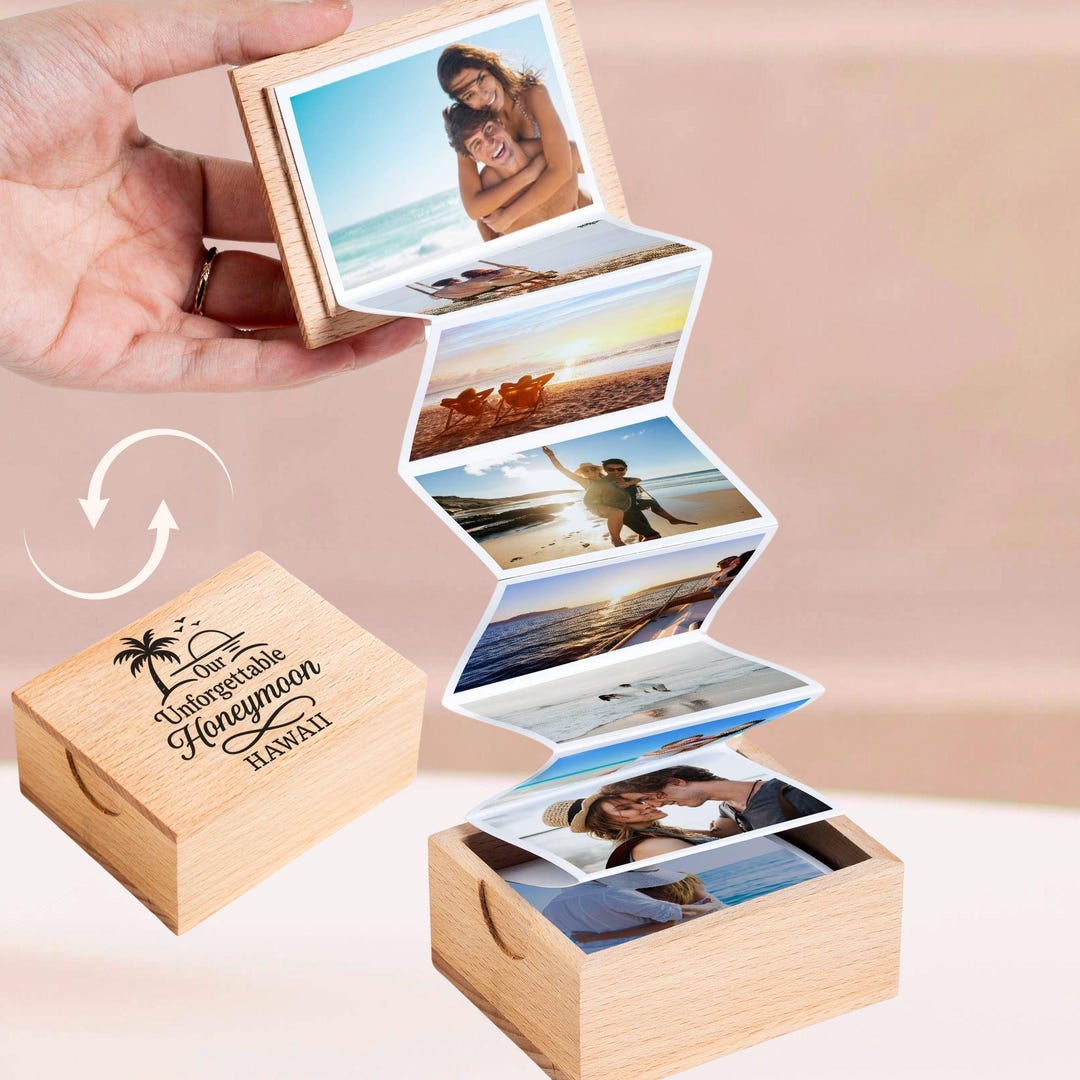 Custom Tropical Honeymoon Pull Out Photo Album, Unforgettable Honeymoon ...