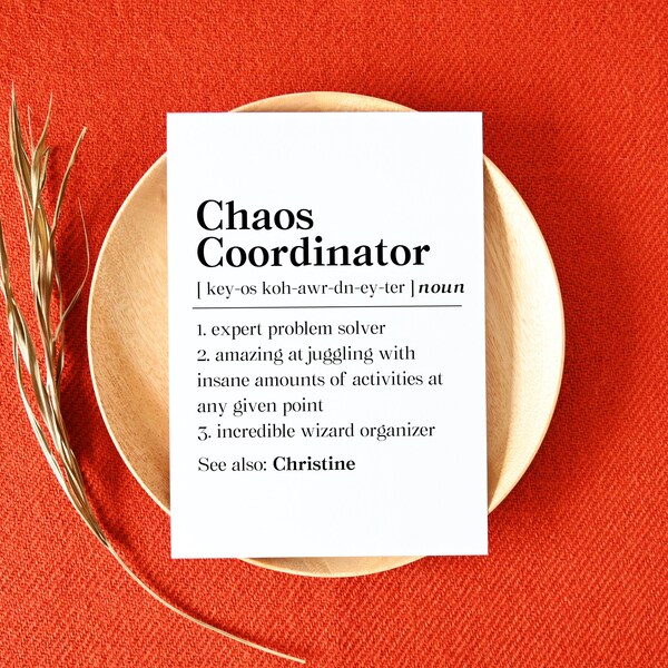 Chaos Coordinator Definition Card - Etsy