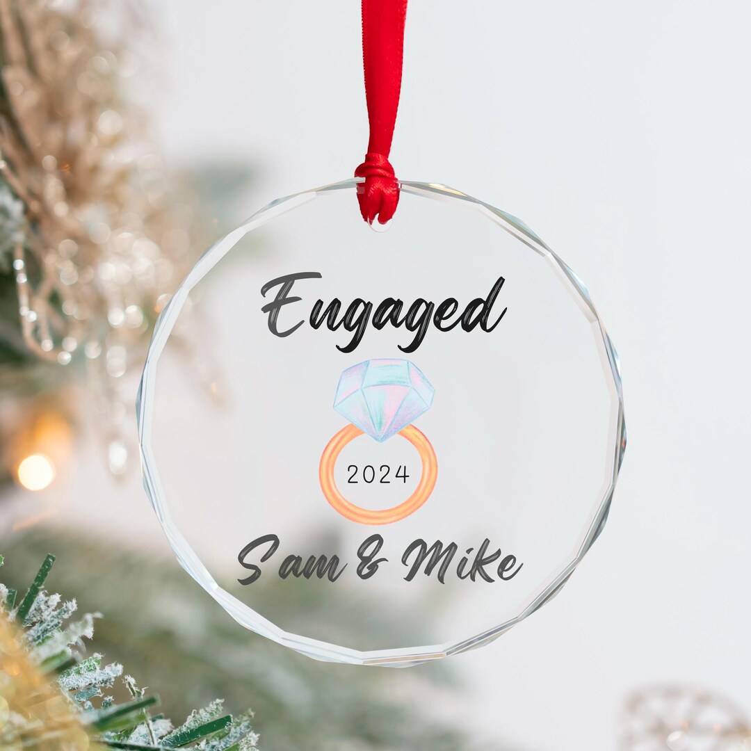 Personalized Newly Engaged Couple Crystal Ornament, Custom Engagement ...