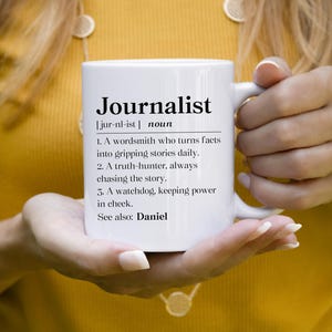 Personalized Journalist Definition Mug, New Reporter Gift, Newspaper ...