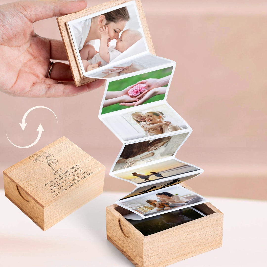 Personalized Family of 3 Pull Out Photo Album, Wife New Mom Photo ...