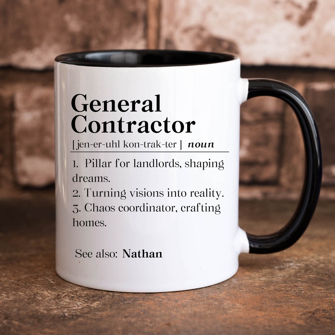 General Contractor Theme Personalized Mug, Thank You Gift, New General ...