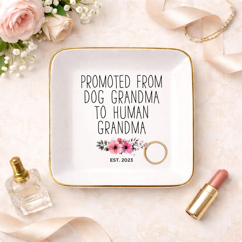Personalized Dog Grandma to Human Jewelry Dish, Baby Announcement to ...