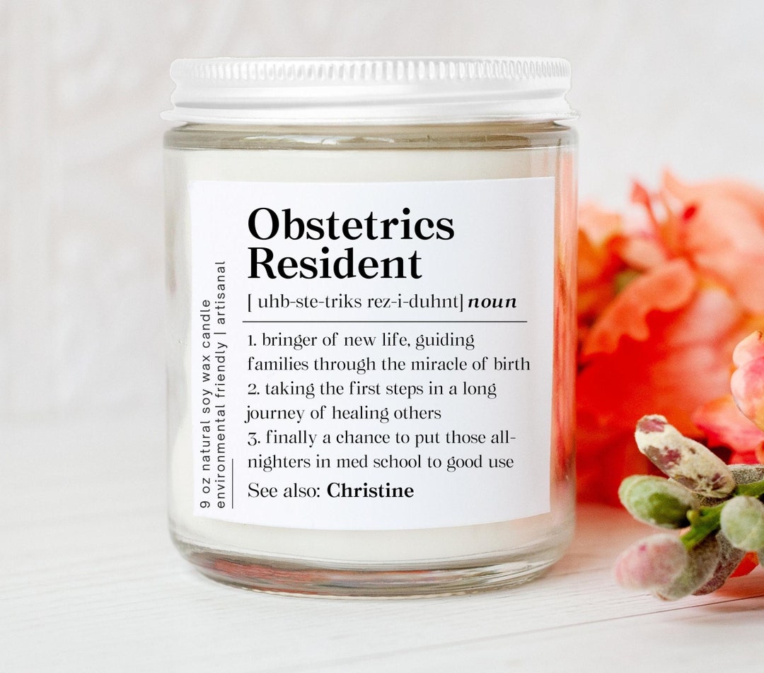 Personalized Obstetrics Resident Candle, Obgyn Doctor Definition Gift ...