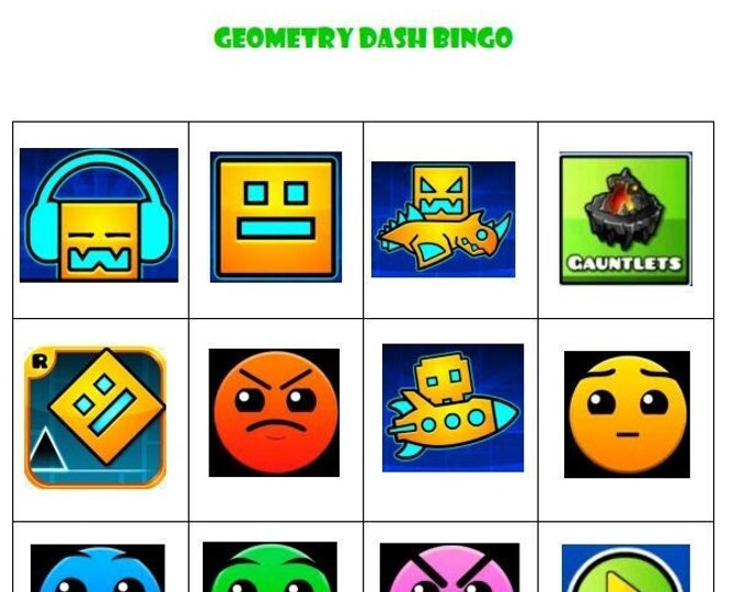 Geometry Dash 10 Printable Bingo Cards - Etsy