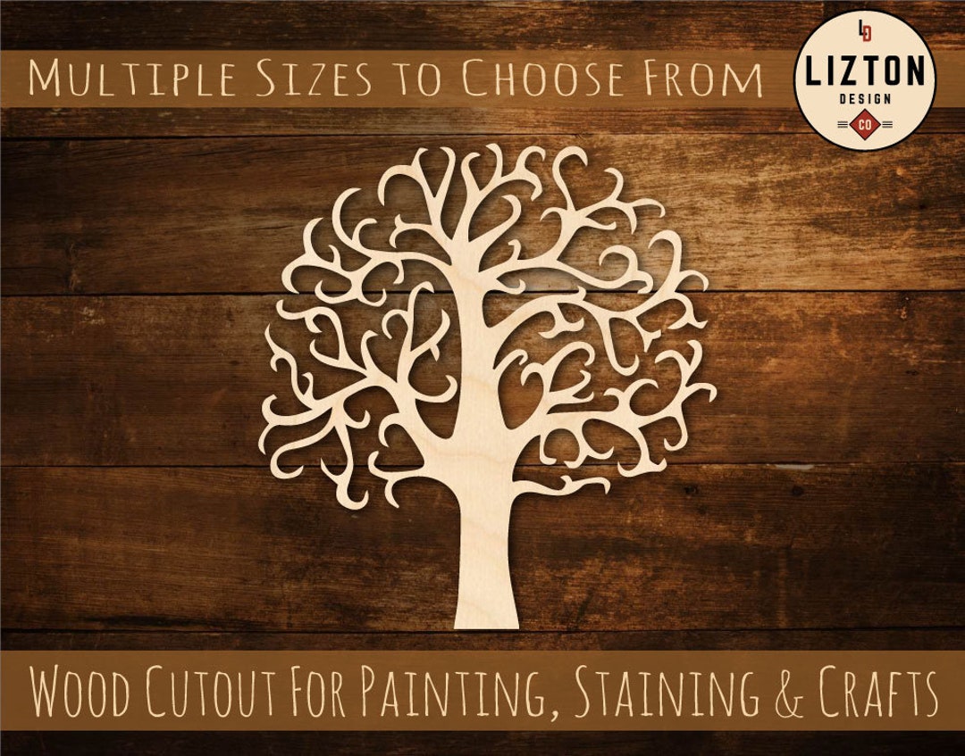 Wood Tree Shape Cutout, Wood Tree Cutout, Tree Cutout, Wooden Cutout ...
