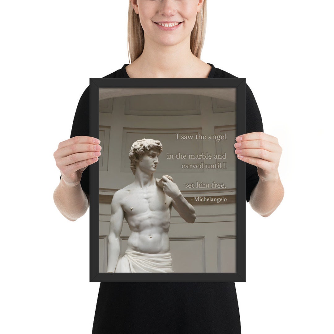 David Statue by Michelangelo Poster Print With Quote | Classic Wall Art ...