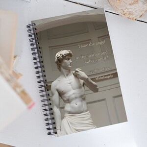 David Statue by Michelangelo Spiral Notebook With Quote | Renaissance ...