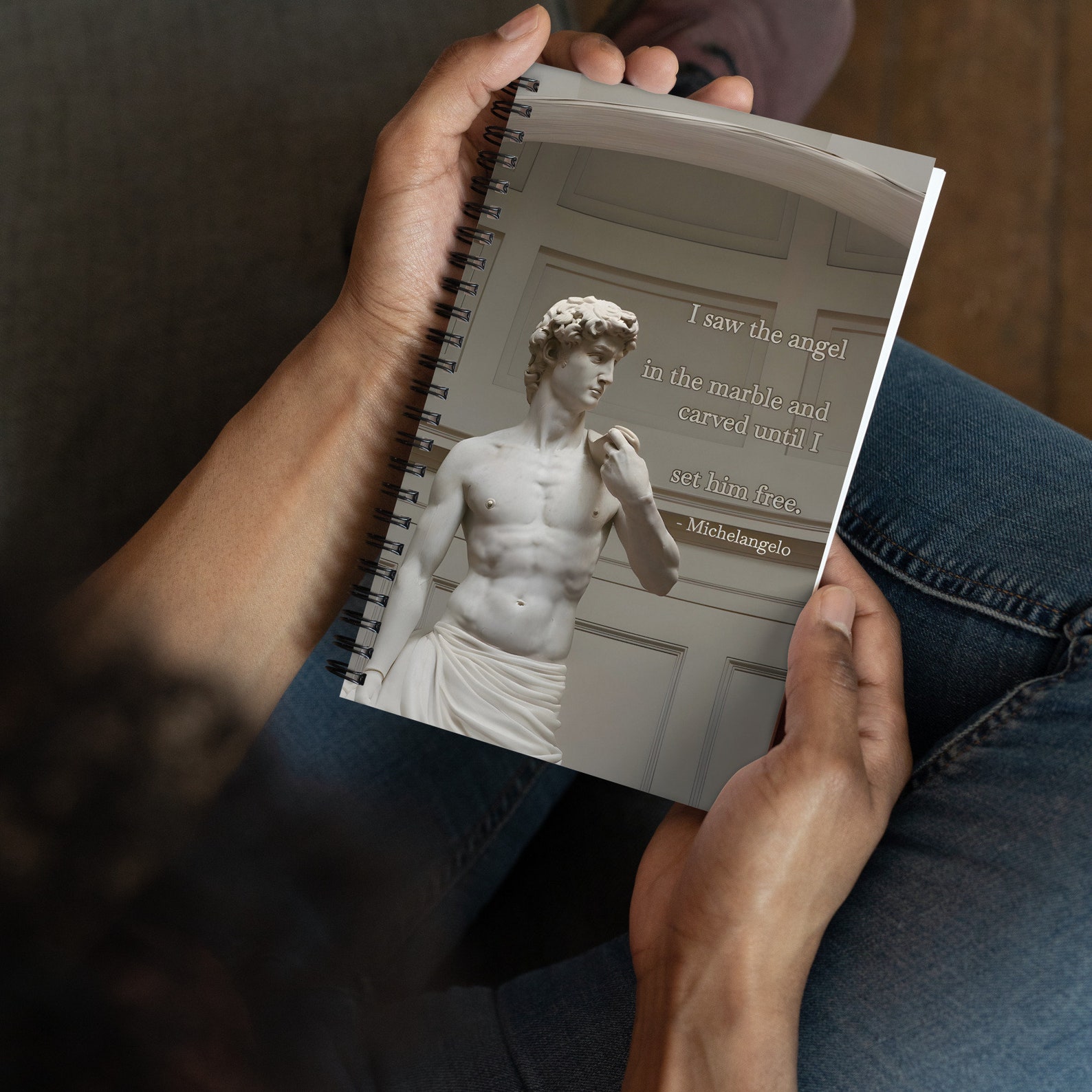 David Statue by Michelangelo Spiral Notebook With Quote | Renaissance ...