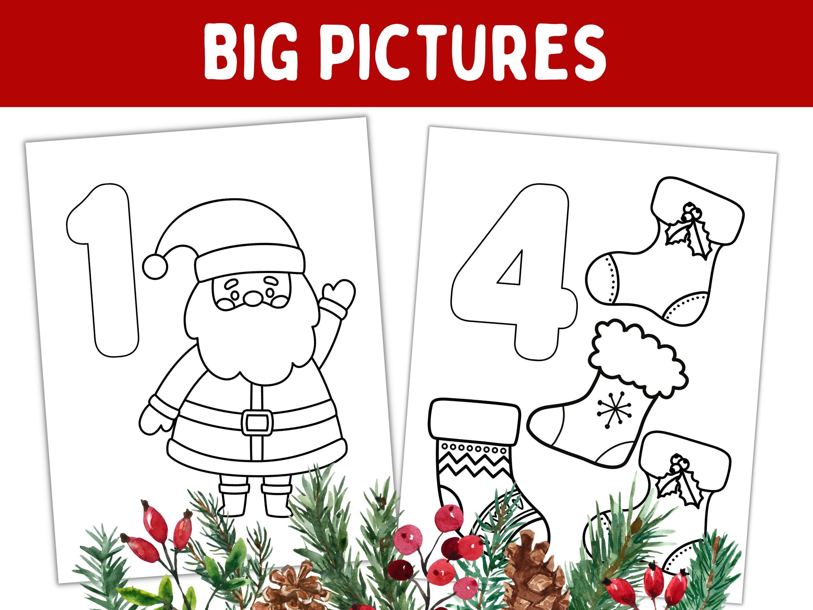 Christmas Numbers 1 - 10 Coloring Page Worksheets for Preschool ...