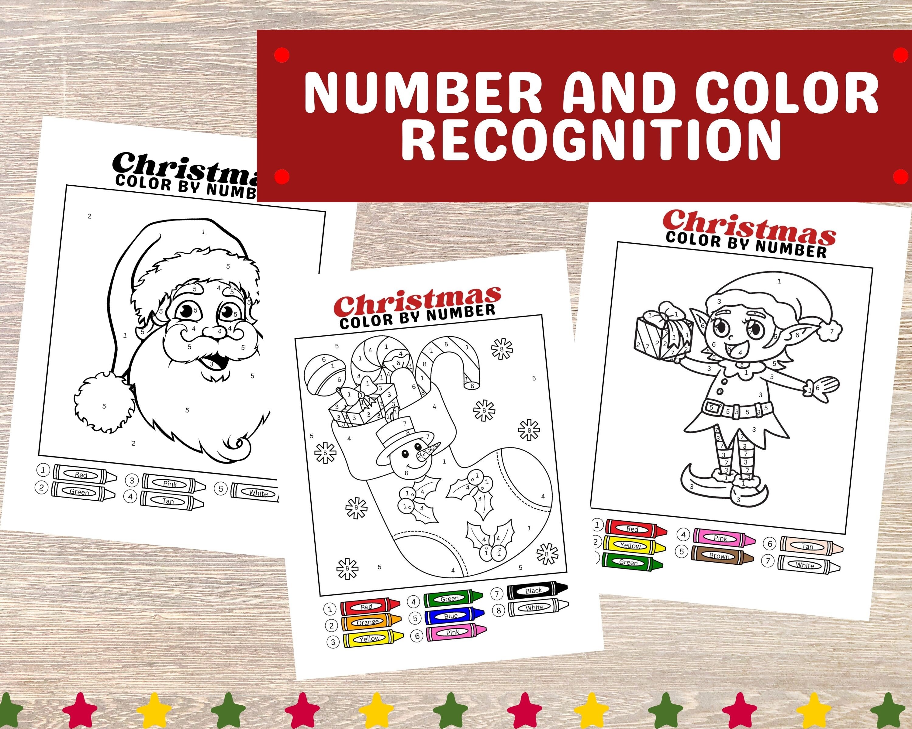 20 Christmas Color by Number Worksheets for Kids | Instant Download ...