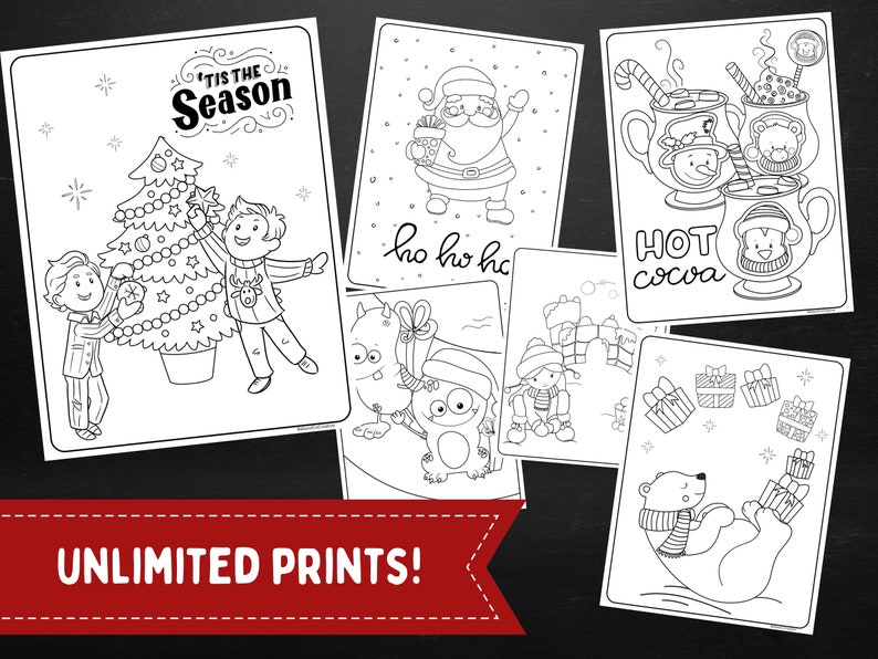 Printable Christmas Coloring Pages Bundle for Kids and Adults ...