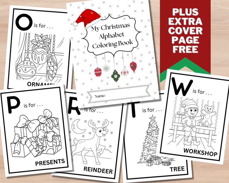 Christmas Alphabet Coloring Pages Worksheets Kids Holiday - Etsy