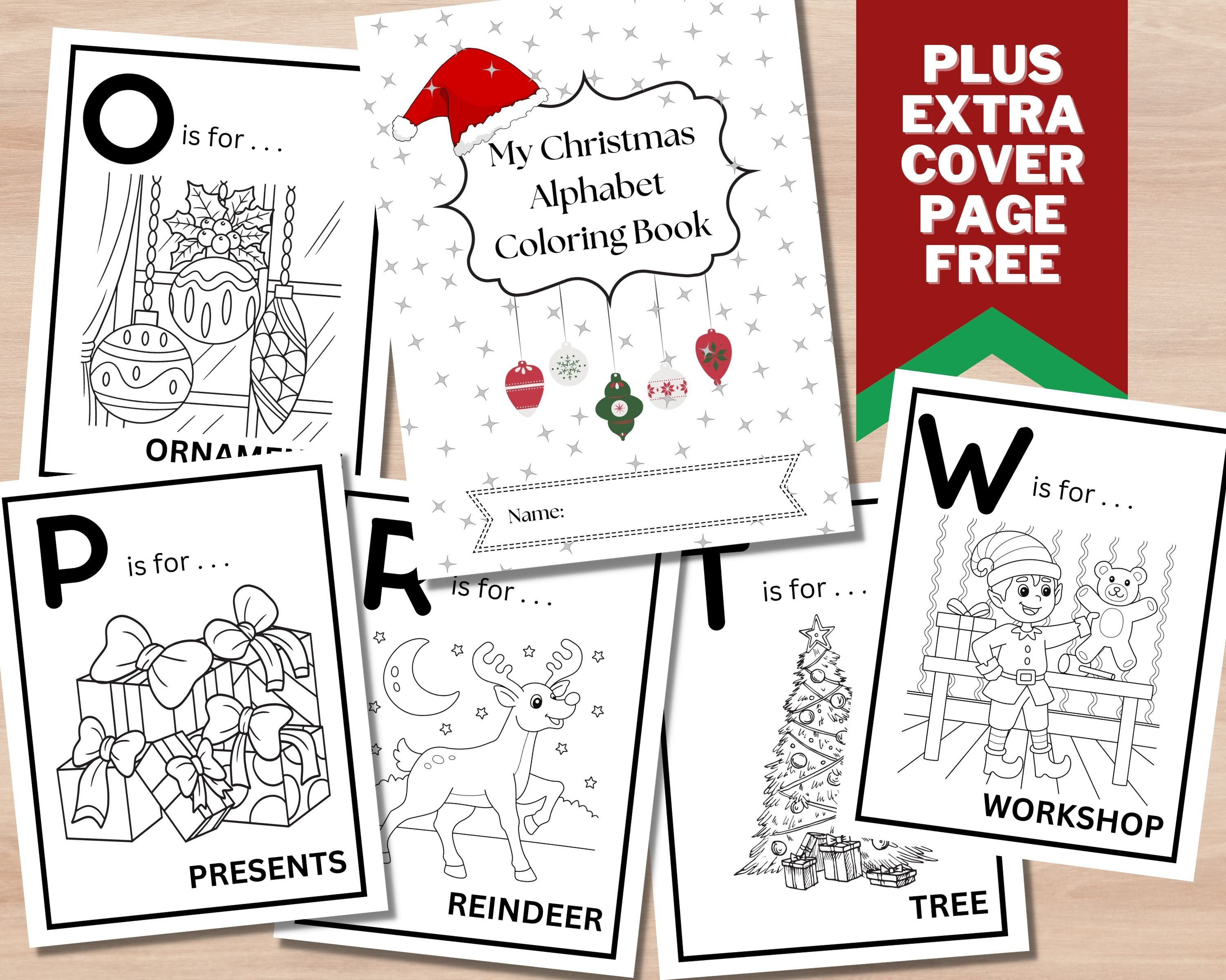 Christmas Alphabet Coloring Pages Worksheets Kids Holiday - Etsy