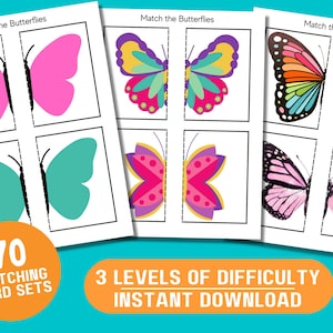 Butterfly Matching Card Bundle | Preschool Kindergarten Sorting and ...